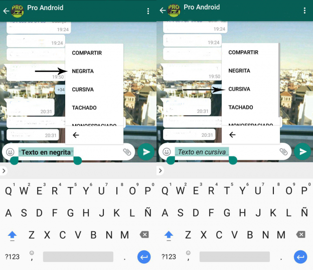 Cómo poner cursiva, tachado y negrita en Whatsapp